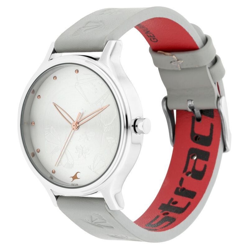Fastrack I Love Me Quartz Analog Silver Dial Leather Strap Watch for Girls