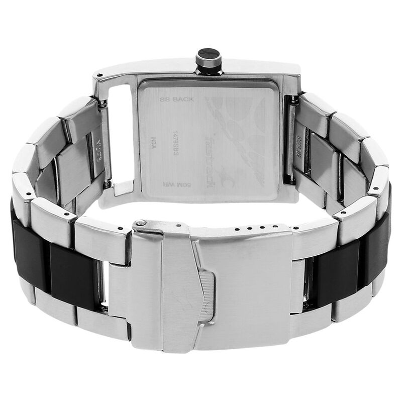 Fastrack Quartz Analog Black Dial Stainless Steel Strap Watch for Guys