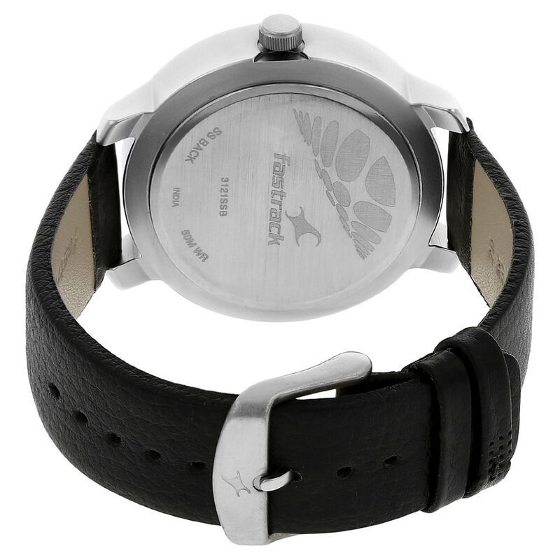 Fastrack Quartz Analog Grey Dial Leather Strap Watch for Guys