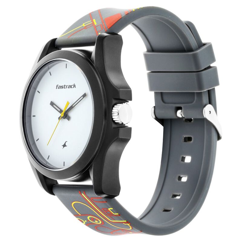Fastrack Arcade Quartz Analog White Dial Silicone Strap Unisex Watch