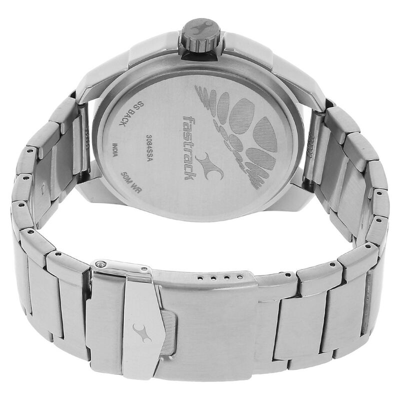 Fastrack Quartz Analog Silver Dial Metal Strap Watch for Guys
