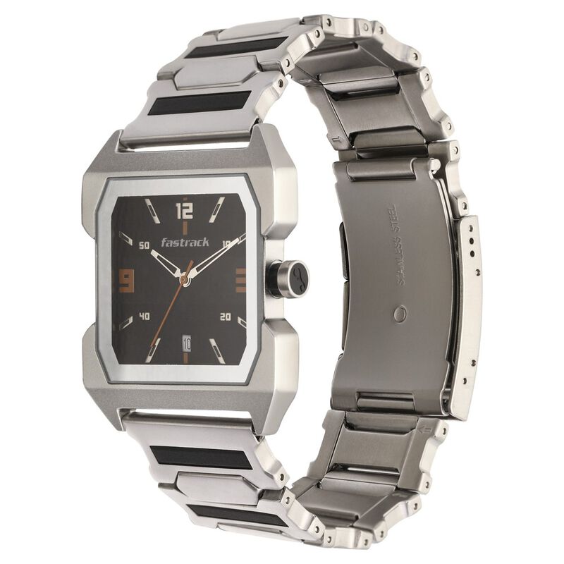 Fastrack Hitlist Quartz Analog with Date Black Dial Stainless Steel ...