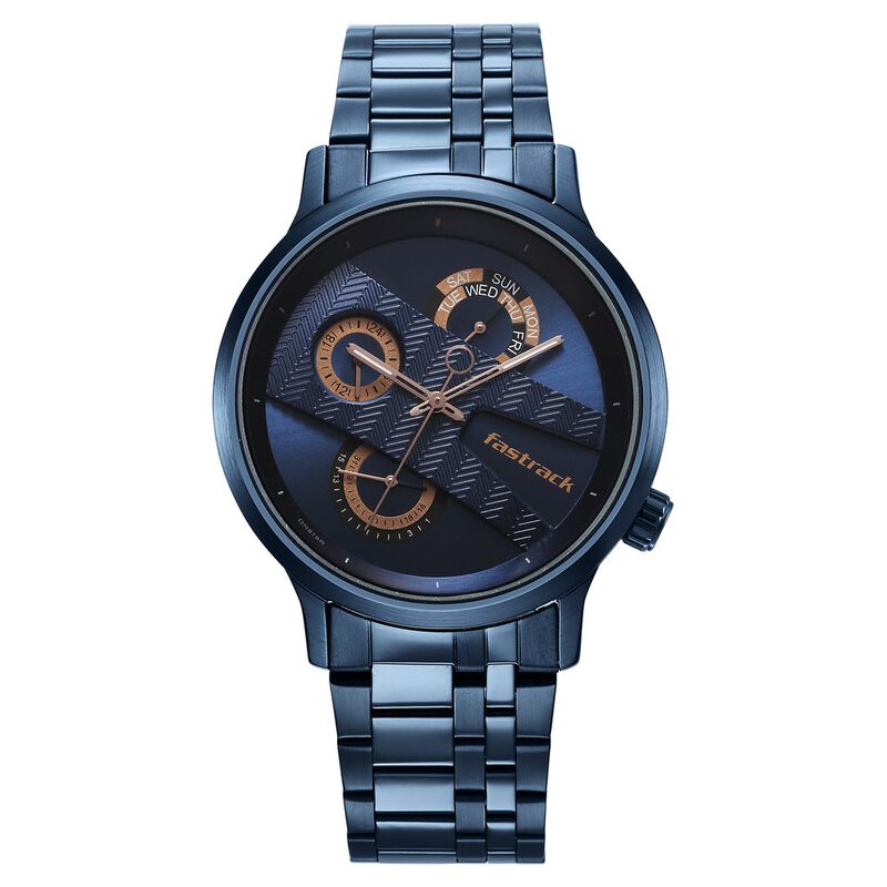Fastrack Exuberant Quartz Multifunction Blue Dial Stainless Steel Strap ...