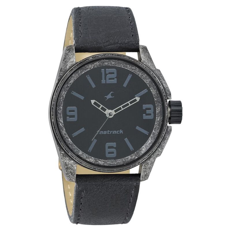 Buy Online Fastrack Quartz Analog Black Dial Leather Strap Watch for ...