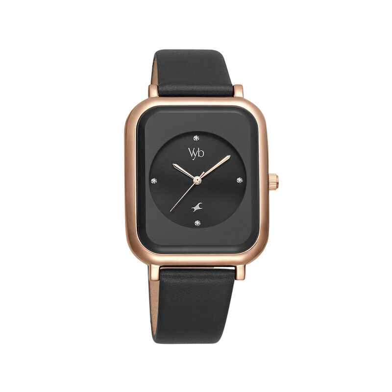 Fastrack Vyb Muse Quartz Analog Black Dial Leather Strap Watch for Girls