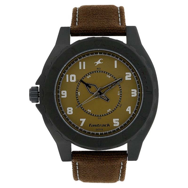 Buy Online Fastrack Explorer Quartz Analog Brown Dial Canvas Strap ...