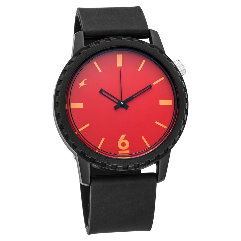 Buy Online Fastrack Quartz Analog Red Dial Silicone Strap Watch for ...