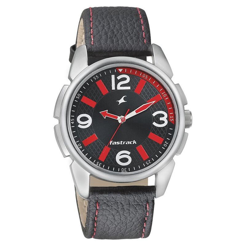 Buy Online Fastrack Quartz Analog Black Dial Leather Strap Watch for ...