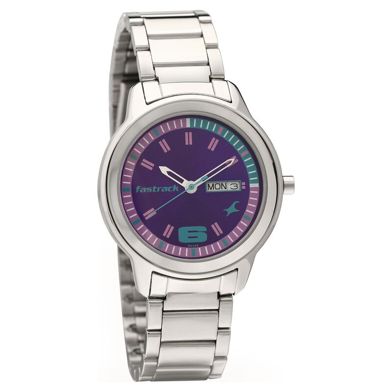 Buy Online Fastrack Purple Dial Quartz Analog with Day and Date Watch ...