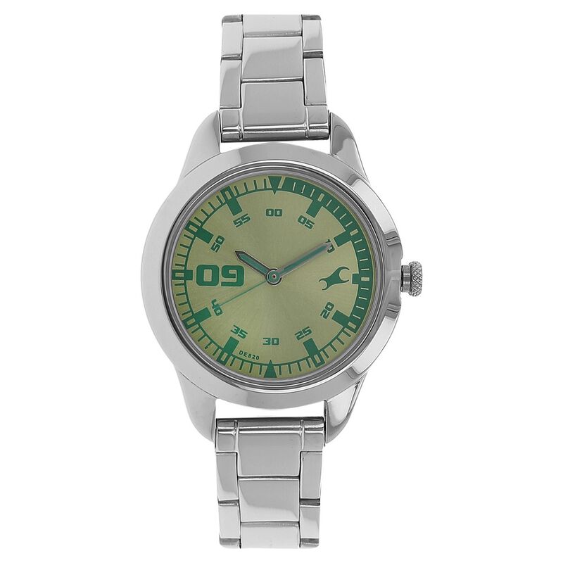 Buy Online Fastrack Quartz Analog Green Dial Metal Strap Watch for ...