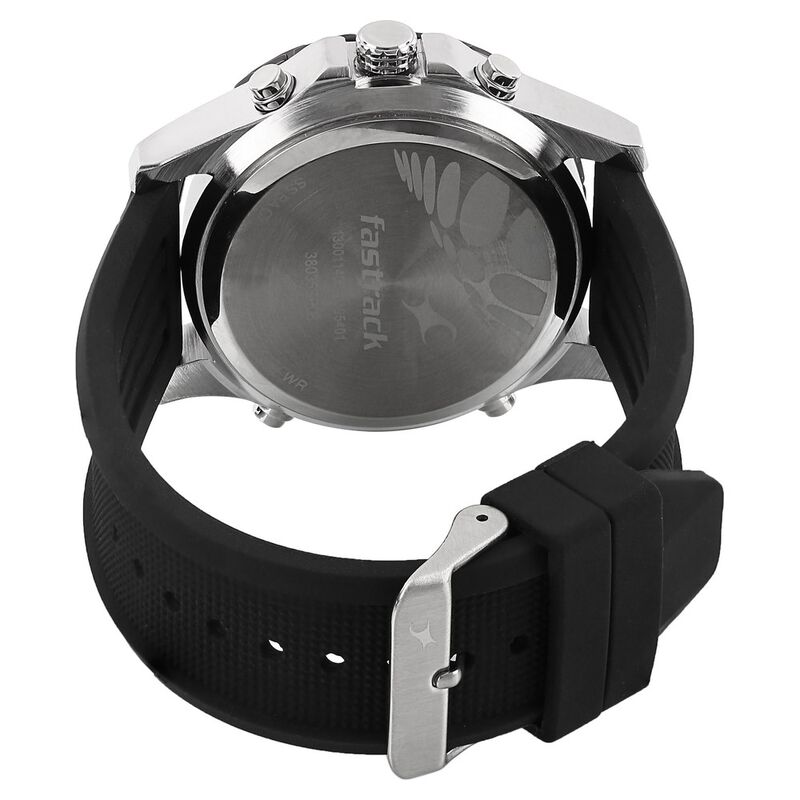 Fastrack Quartz Analog Digital Black Dial Silicone Strap Watch for Guys