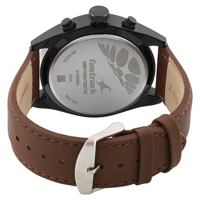 Fastrack All Nighters Quartz Multifunction Black Dial Leather Strap ...