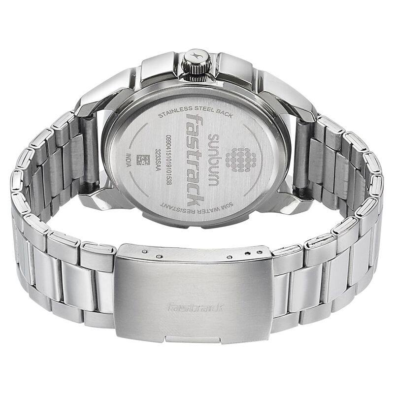 Fastrack Sunburn Quartz Analog Silver Dial Stainless Steel Strap Watch ...