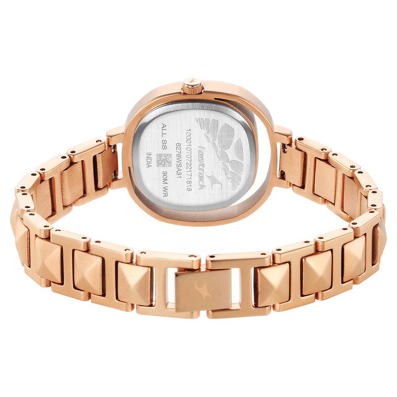 Fastrack Opulence Quartz Analog Rose Gold Dial Metal Strap Watch for Girls