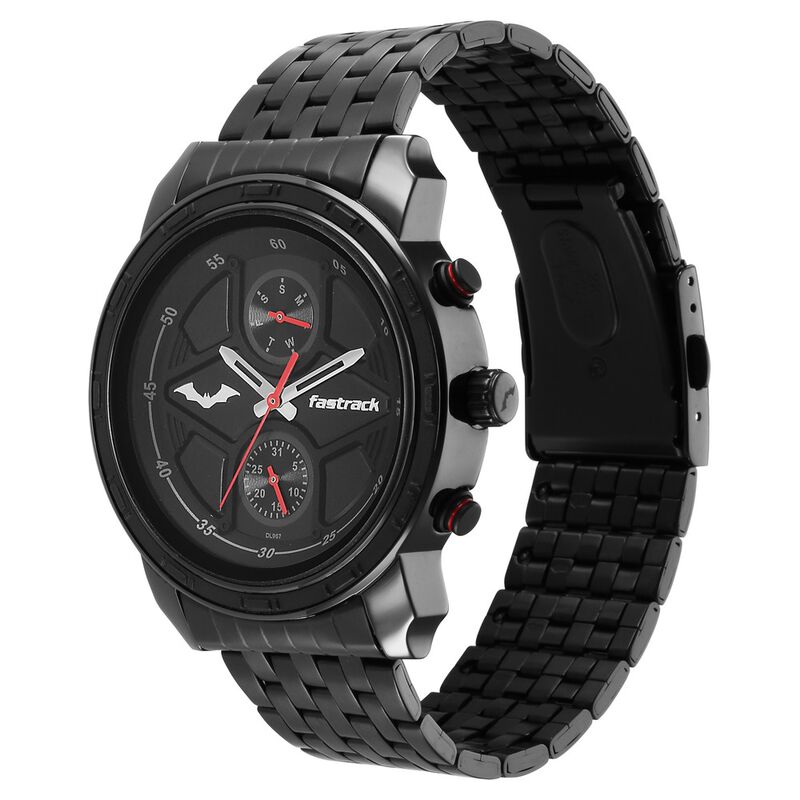 Fastrack Batman Quartz Analog with Day and Date Black Dial Stainless ...
