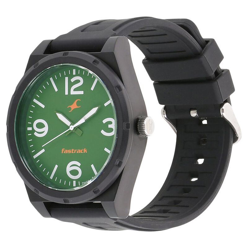Fastrack Trendies Quartz Analog Green Dial Silicone Strap Watch for Guys