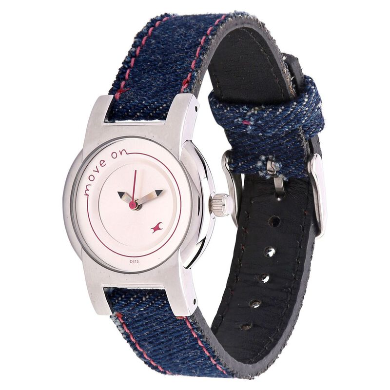 Fastrack Quartz Analog Silver Dial Leather Strap Watch for Girls