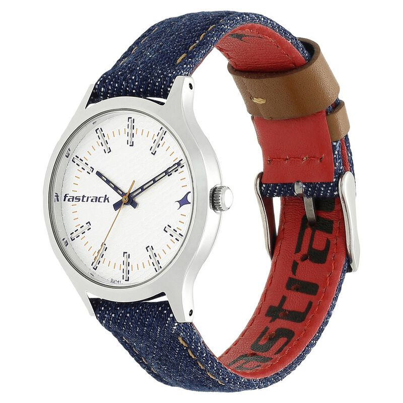 Fastrack Denim Quartz Analog White Dial Denim Strap Watch for Girls