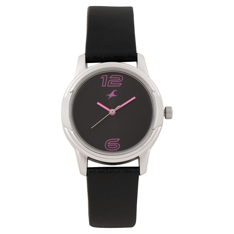 Buy Online Fastrack Quartz Analog Black Dial Leather Strap Watch for ...