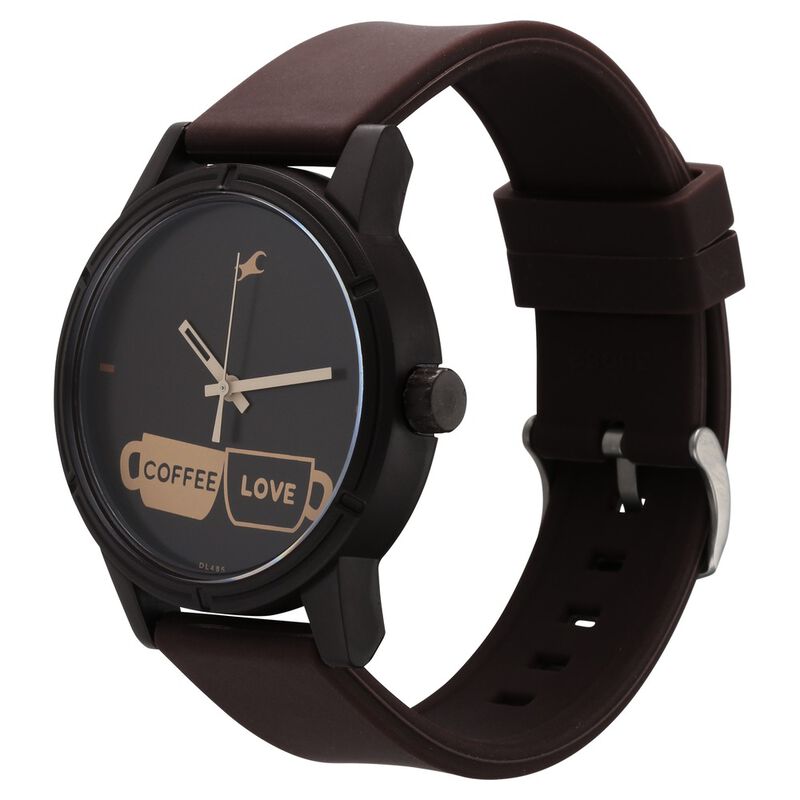 Fastrack Tees Quartz Analog Brown Dial Silicone Strap Watch for Guys