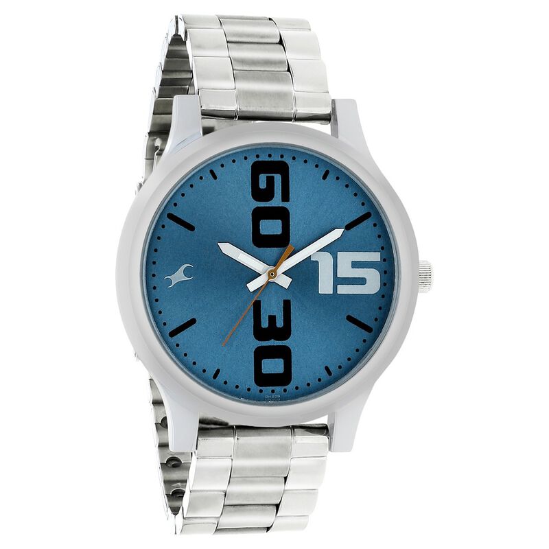 Fastrack Bold Quartz Analog Blue Dial Stainless Steel Strap Watch for Guys