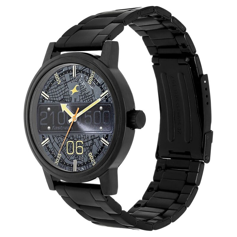 Fastrack Road Trip Quartz Analog Black Dial Stainless Steel Strap Watch ...