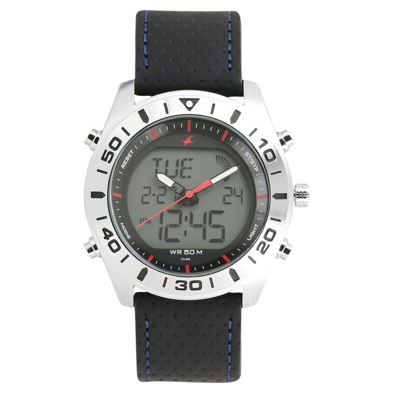 Buy Online Fastrack Quartz Analog Digital Red Dial Leather Strap Watch ...