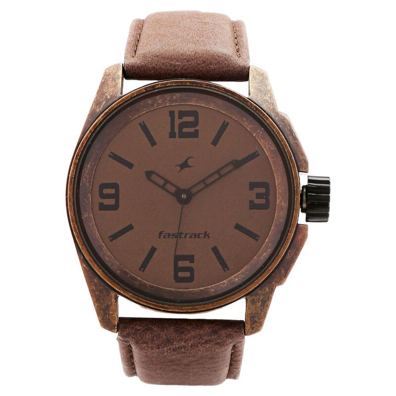 Buy Online Fastrack Quartz Analog Antique Dial Leather Strap Watch for ...