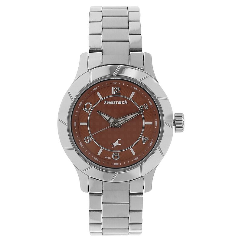 Buy Online Fastrack Quartz Analog Orange Dial Stainless Steel Strap ...
