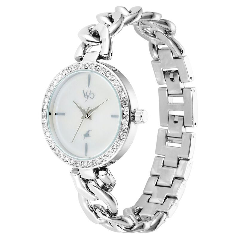 Fastrack Vyb Showstopper Quartz Analog Mother Of Pearl Dial Metal Strap ...