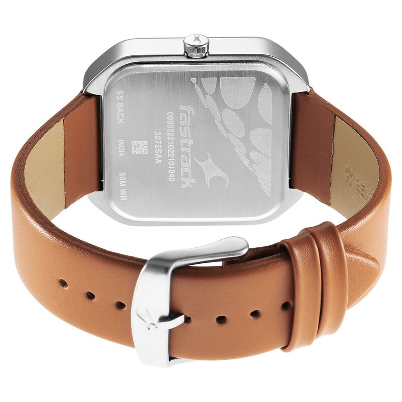 Fastrack After Dark Beige Dial Leather Strap Watch for Guys
