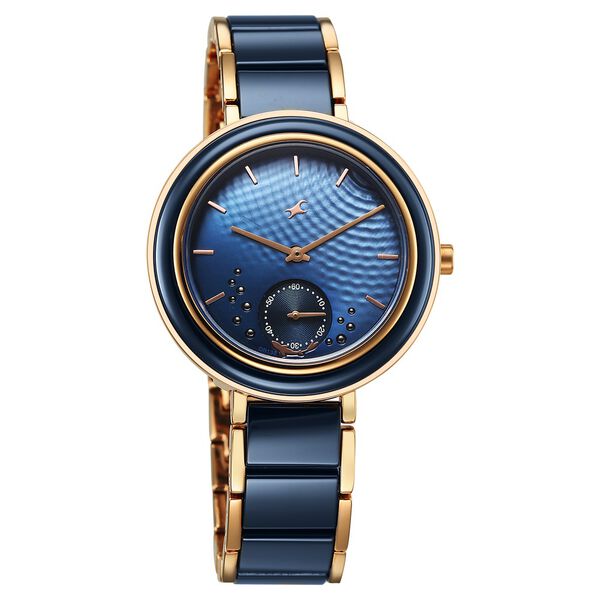 Buy Online Fastrack Oceanyx - Ceramic Quartz Analog Blue Dial Two Toned ...