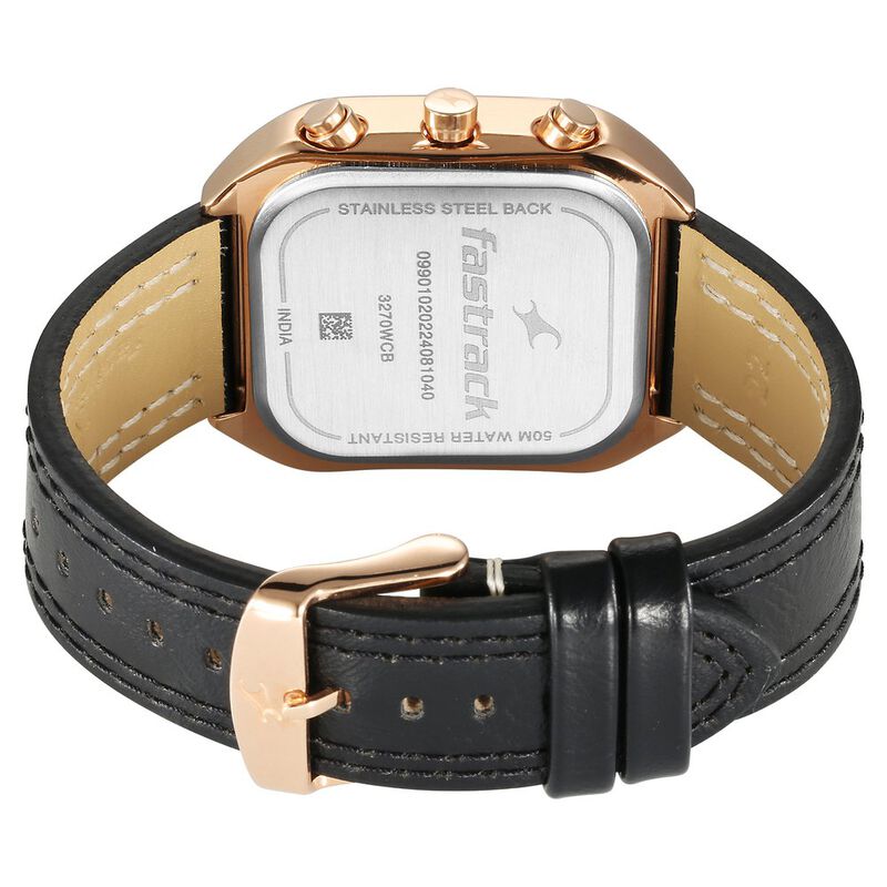Fastrack Fleek Quartz Multifunction Black Dial Leather Strap Watch For Guys