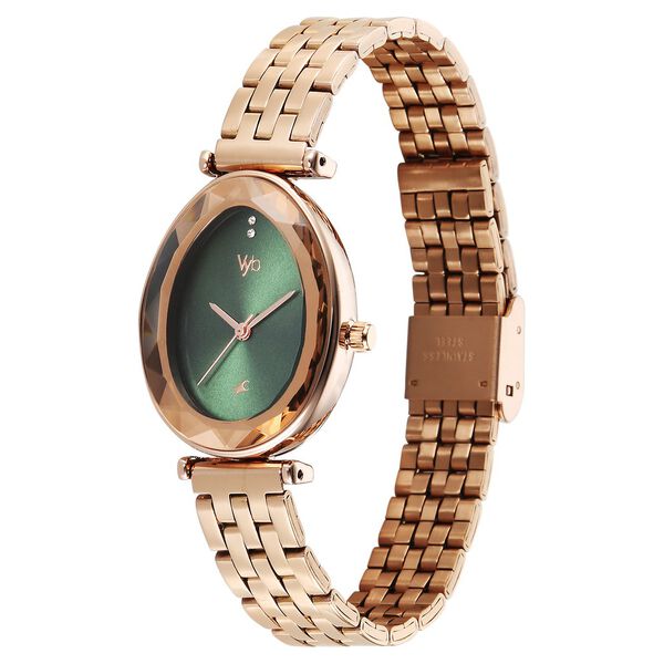 Buy Online Vyb Prodigy By Fastrack Quartz Analog Green Dial Rose Gold ...