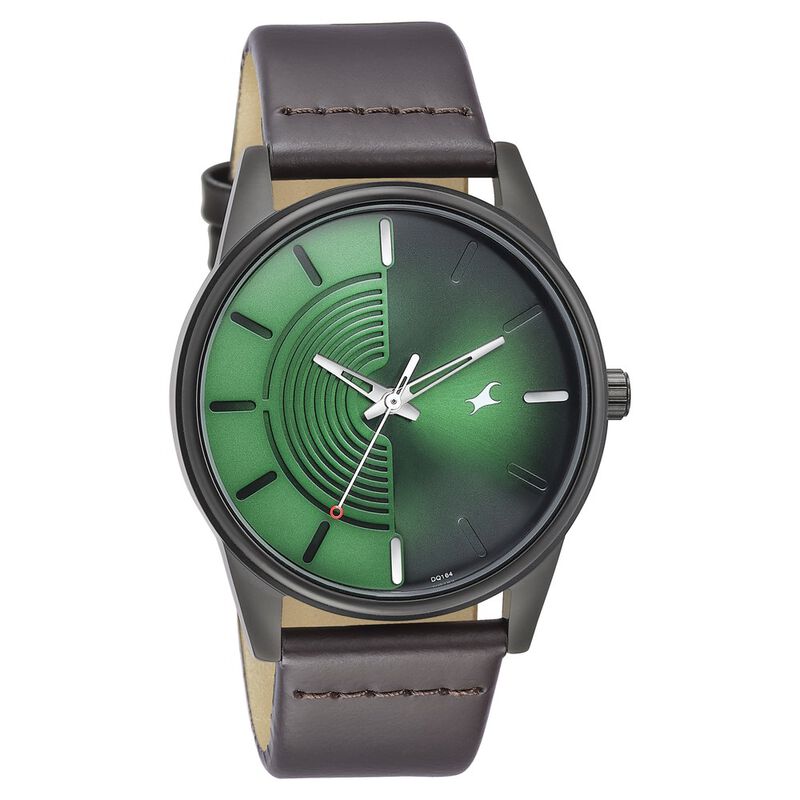 Fastrack Stunners Quartz Analog Green Dial Leather Strap Watch for Guys