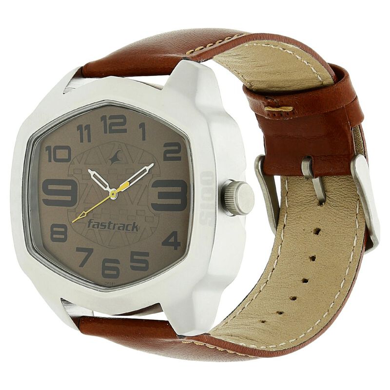 Fastrack Quartz Analog Brown Dial Leather Strap Watch for Guys