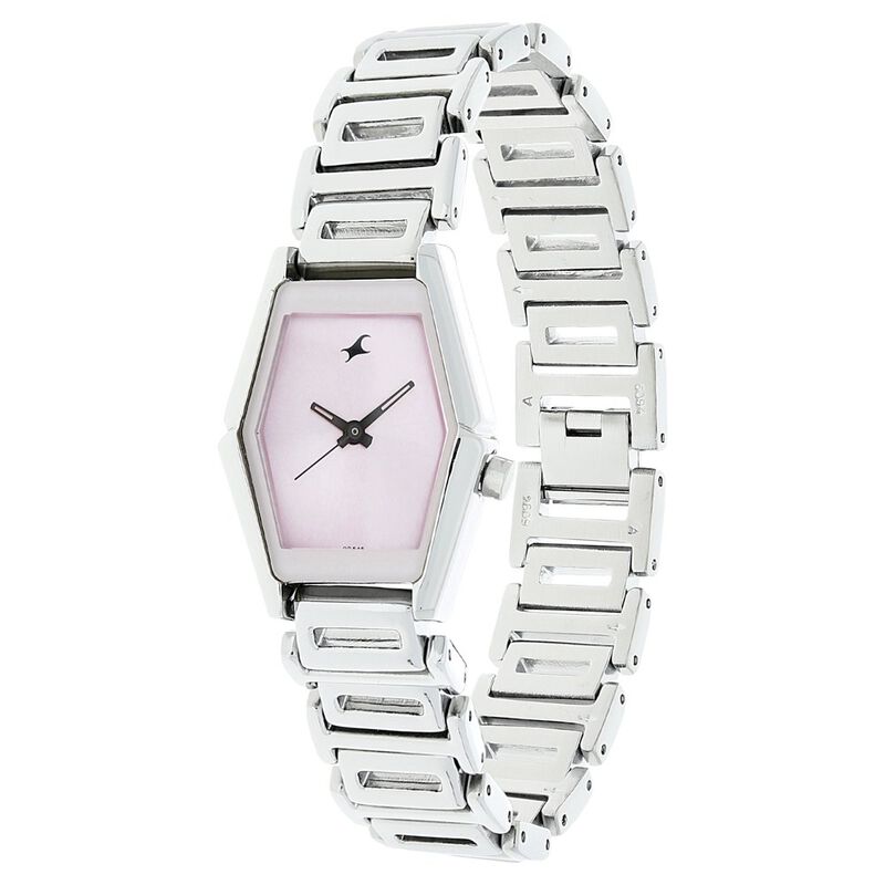 Fastrack Quartz Analog Pink Dial Metal Strap Watch for Girls
