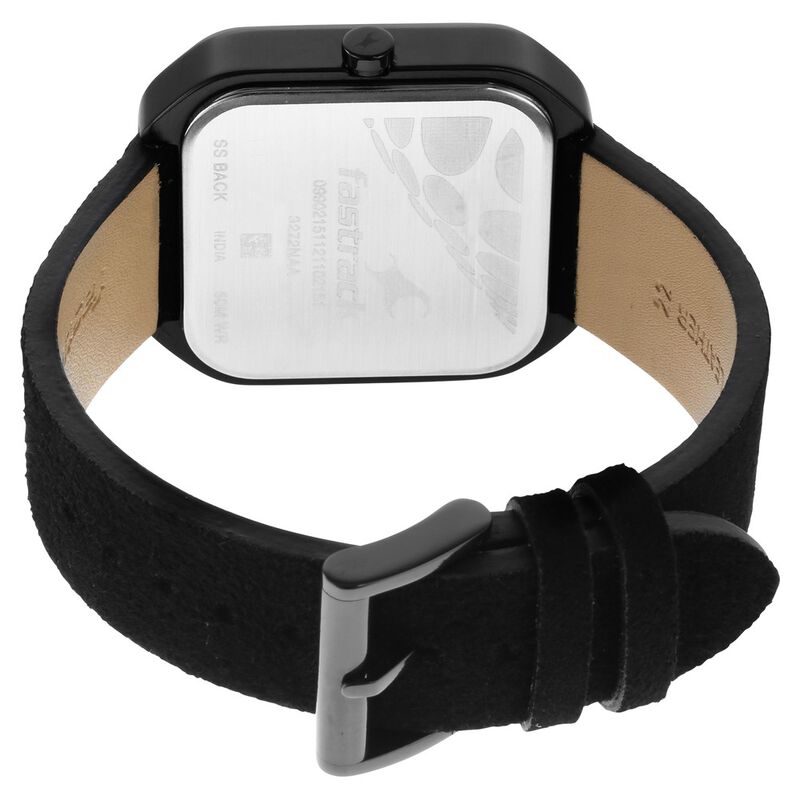 Fastrack After Dark Black Dial Leather Strap Watch for Guys