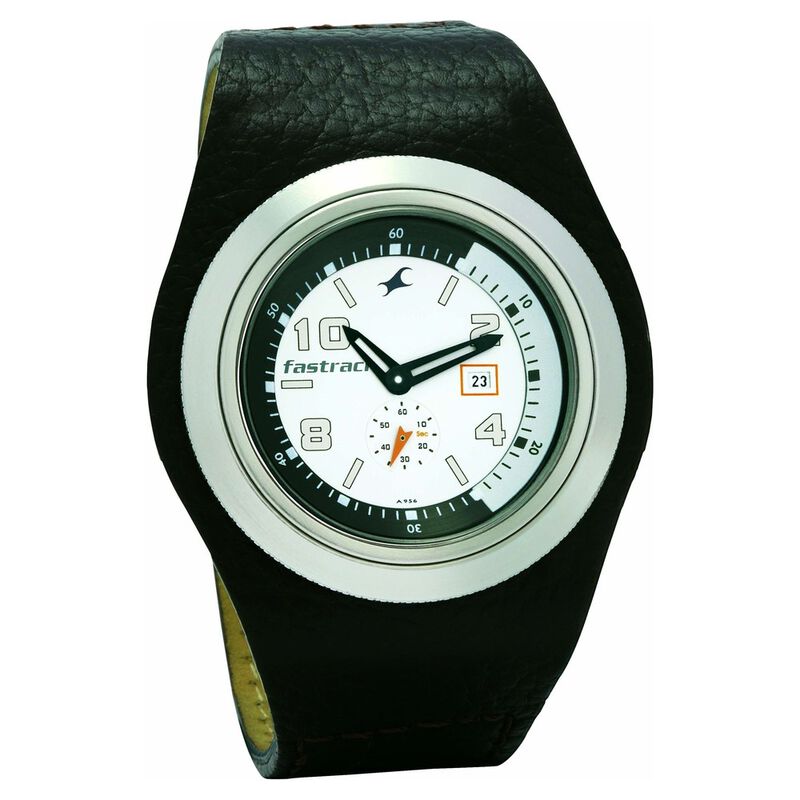Buy Online Fastrack Quartz Analog Silver Dial Leather Strap Watch for ...