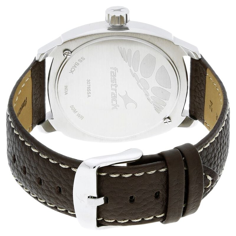 Fastrack Quartz Analog Brown Dial Leather Strap Watch for Guys