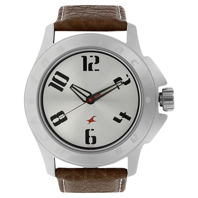 Buy Online Fastrack Quartz Analog Silver Dial Leather Strap Watch for ...