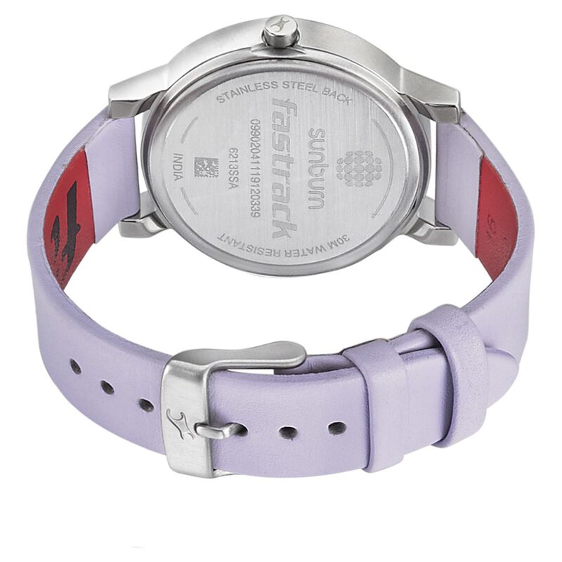 Fastrack Sunburn Quartz Analog Purple Dial Leather Strap Watch for Girls