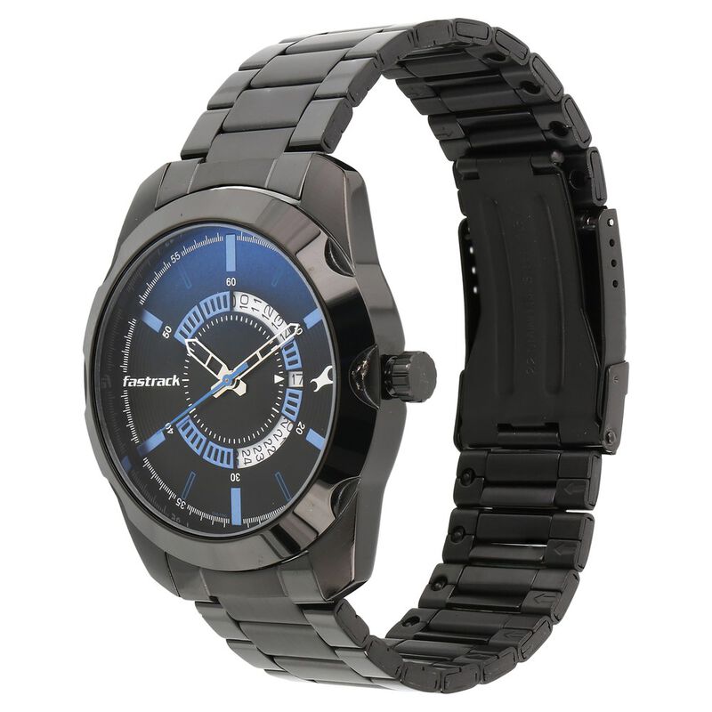 Fastrack All Nighters Quartz Analog with Date Black Dial Metal Strap ...