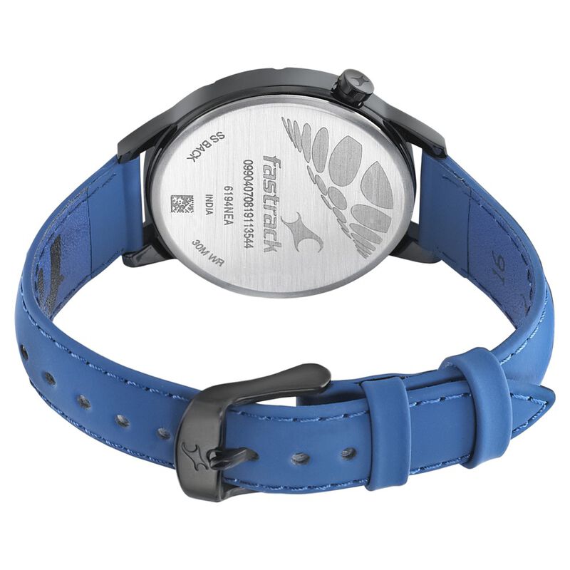 Fastrack Space Rover Quartz Analog with Date Black Dial Leather Strap ...