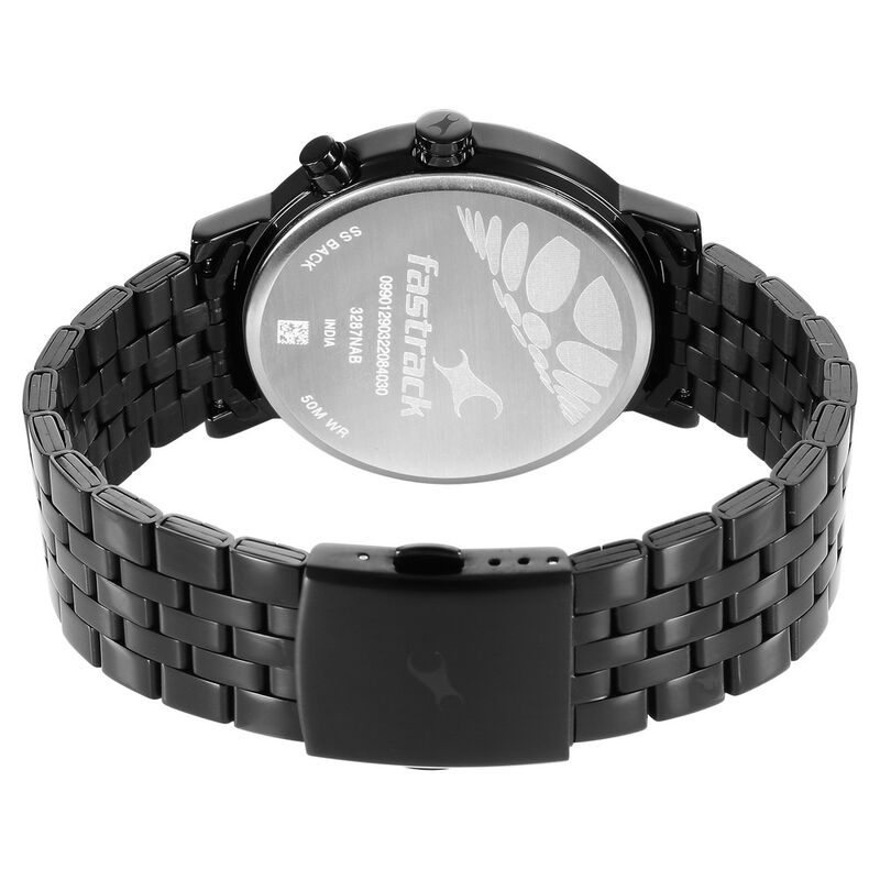 Fastrack Tick Tock Quartz Multifunction Black Dial Metal Strap Watch ...