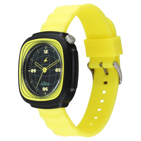 Buy Online Fastrack Hype Adventure Quartz Analog Black Dial Yellow ...