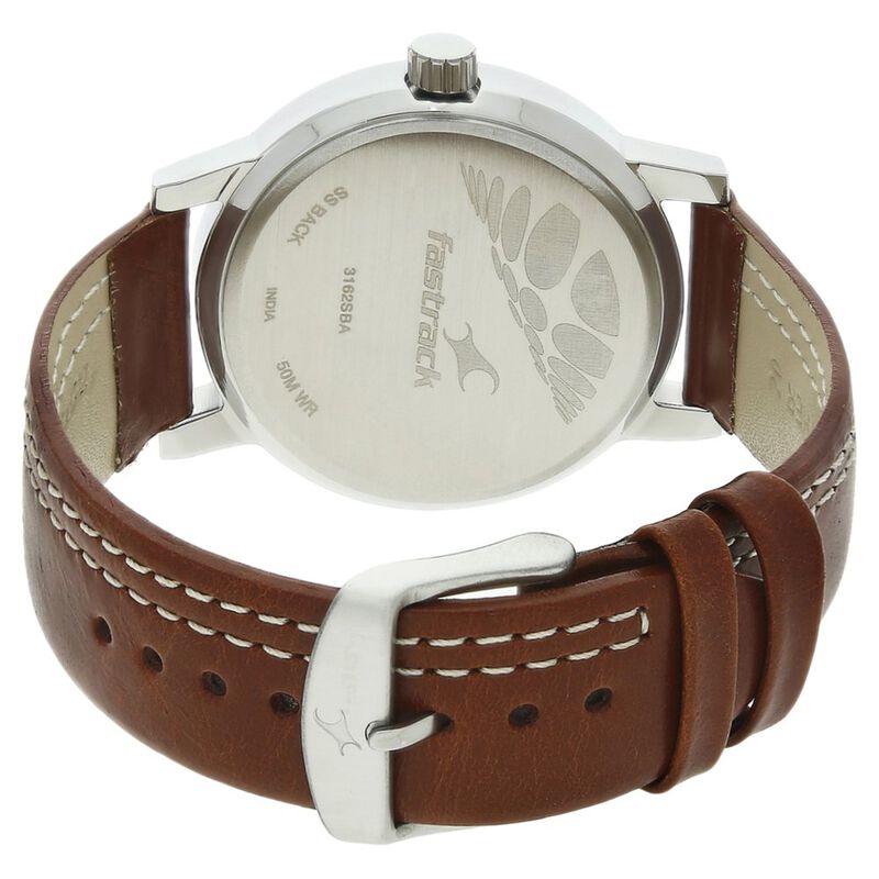 Fastrack Bare Basics Quartz Analog Black Dial Leather Strap Watch for Guys