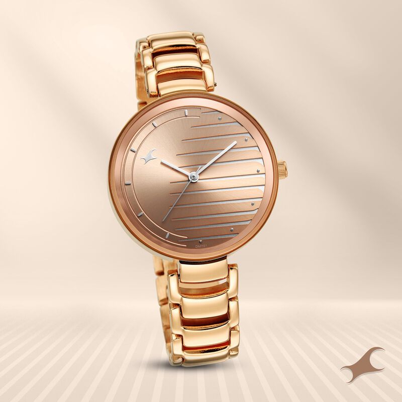 Buy Online Fastrack Style Up Quartz Analog Champagne Dial Metal Strap ...