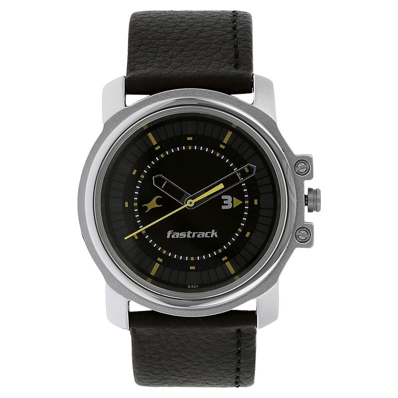 Buy Online Fastrack Quartz Analog Black Dial Leather Strap Watch for ...