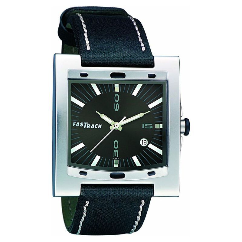 Buy Online Fastrack Quartz Analog Black Dial Leather Strap Watch for ...